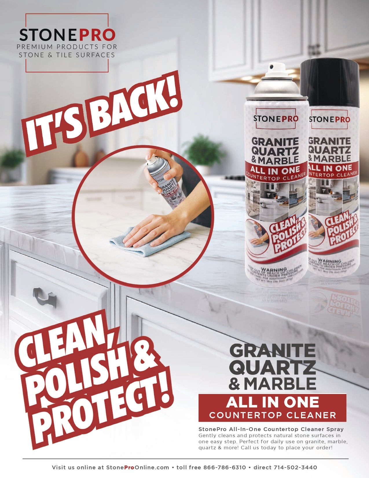 Granite, Quartz, & Marble All In One Countertop Cleaner Spray – Your ...